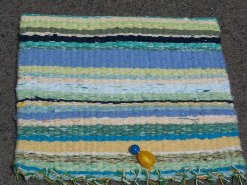 Blue Green Woven Wallet With Decorative Bead - Etsy