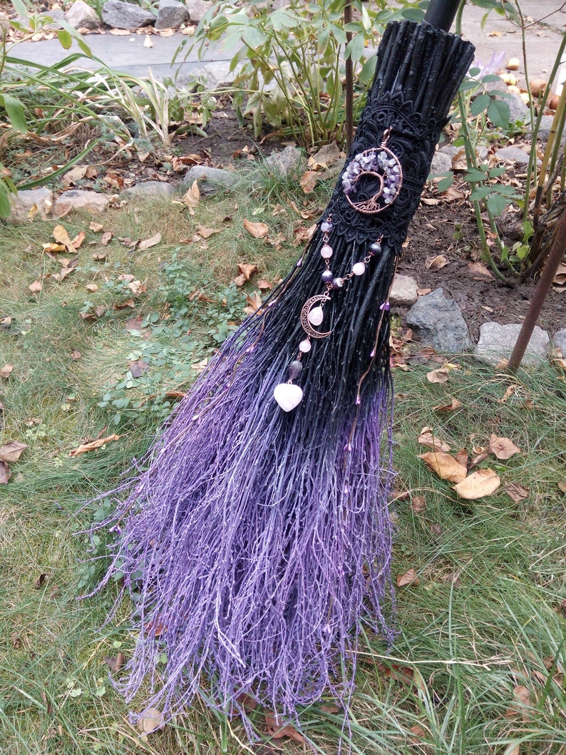 Black purple Witch's Broom Wicca besom | Etsy