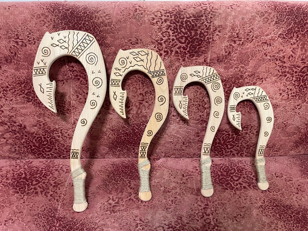 Maui Inspired Cosplay. Large/big Hook 22", 19", 17", 14" Wooden Hook ...