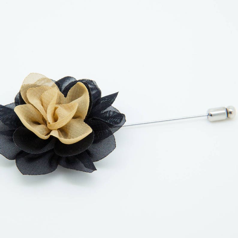 Christina Black/gold Flower Lapel Pin - Etsy