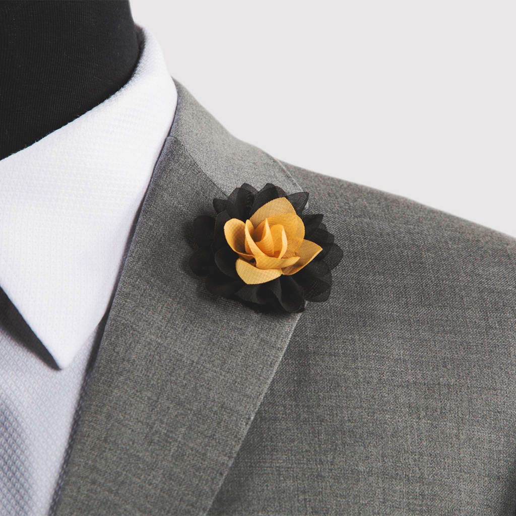 Christina Black/gold Flower Lapel Pin - Etsy