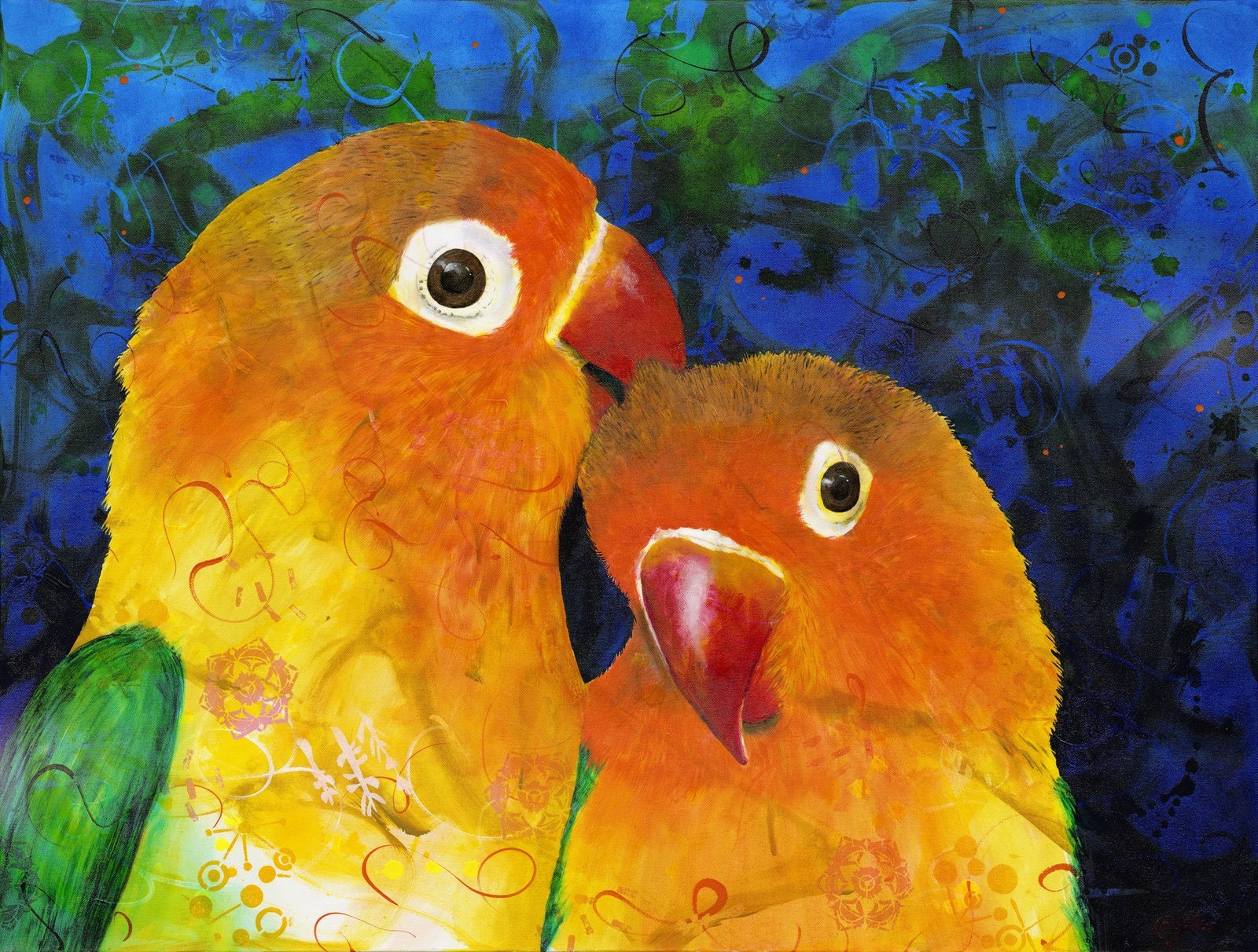 Parrot Fine Art Print Lovebirds Art Print Modern Bird Art - Etsy Australia