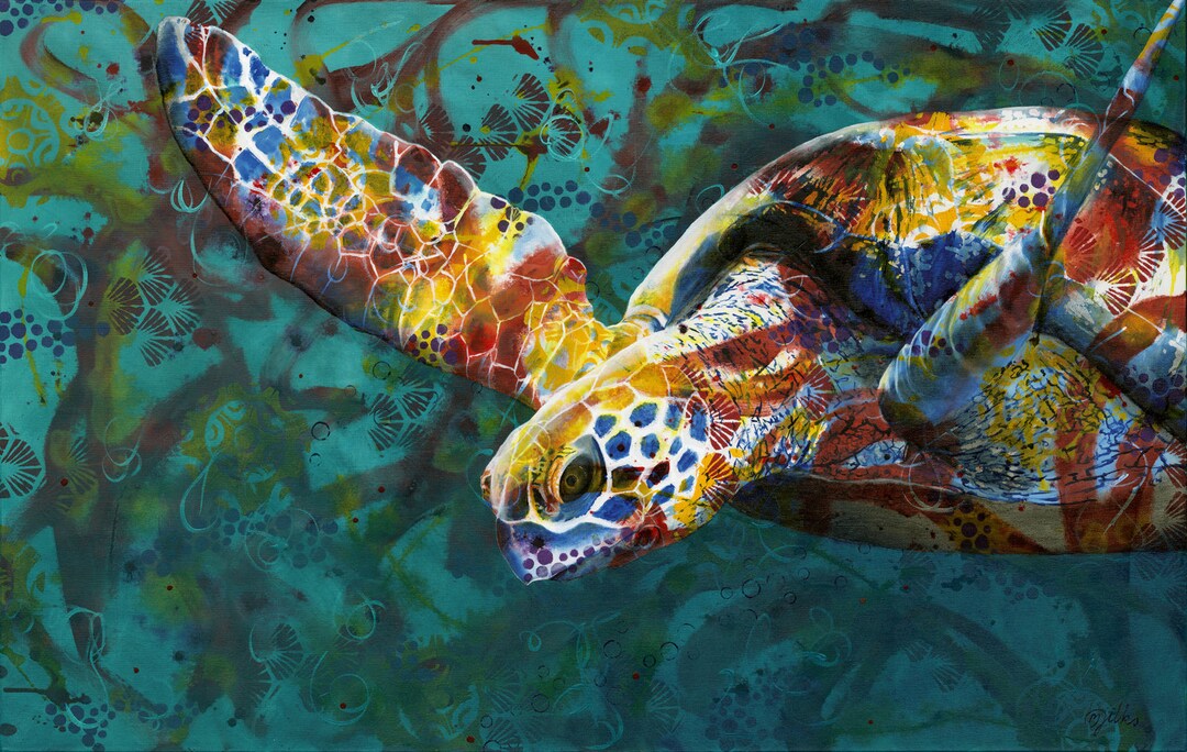 Sea Turtle Fine Art Print - Green Turtle - Turtle Portait - Ocean Art ...