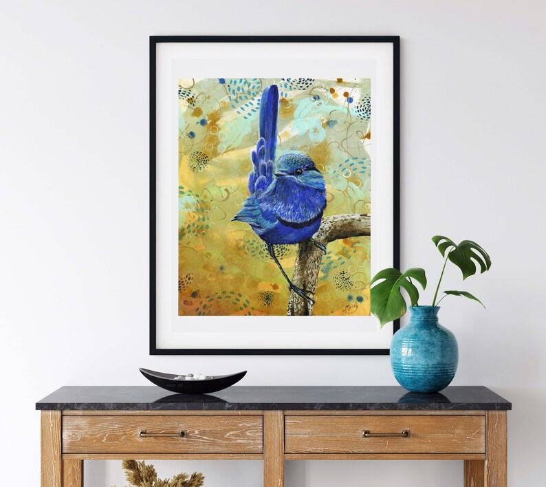 Blue Wren Fine Art Print Splendid Fairy Wren Australian Bird Art Superb ...