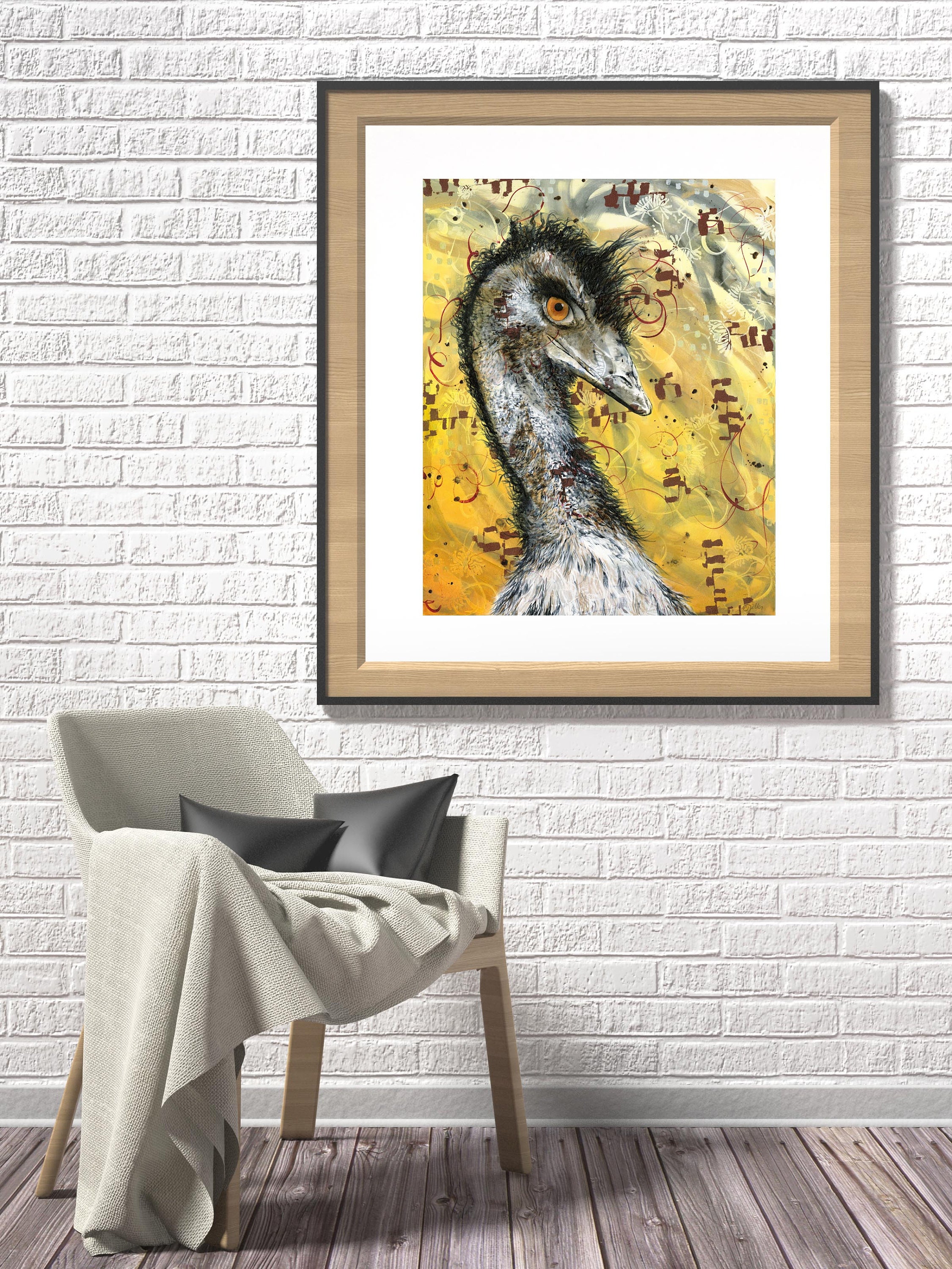 Emu Portrait Fine Art Print - Modern Emu Painting - Australian Bird ...