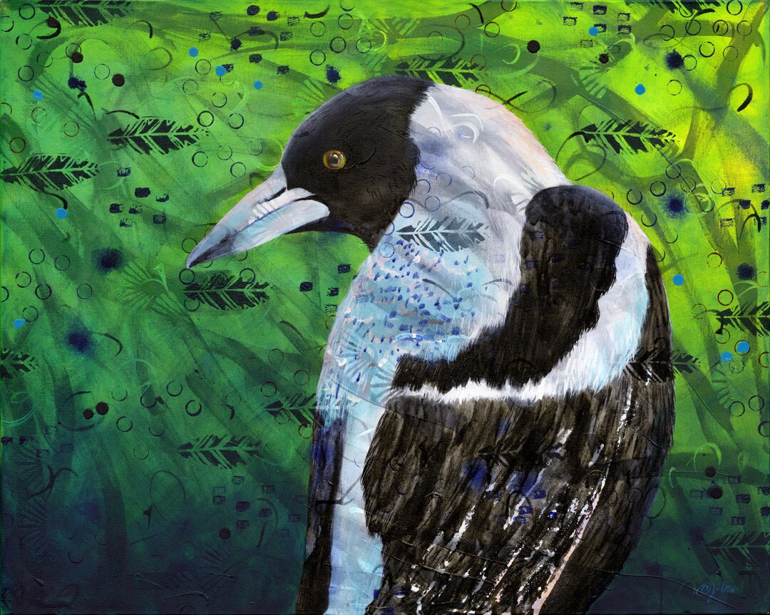 Magpie Original Art Print - Australian Bird Print- Aussie Overseas Gift ...