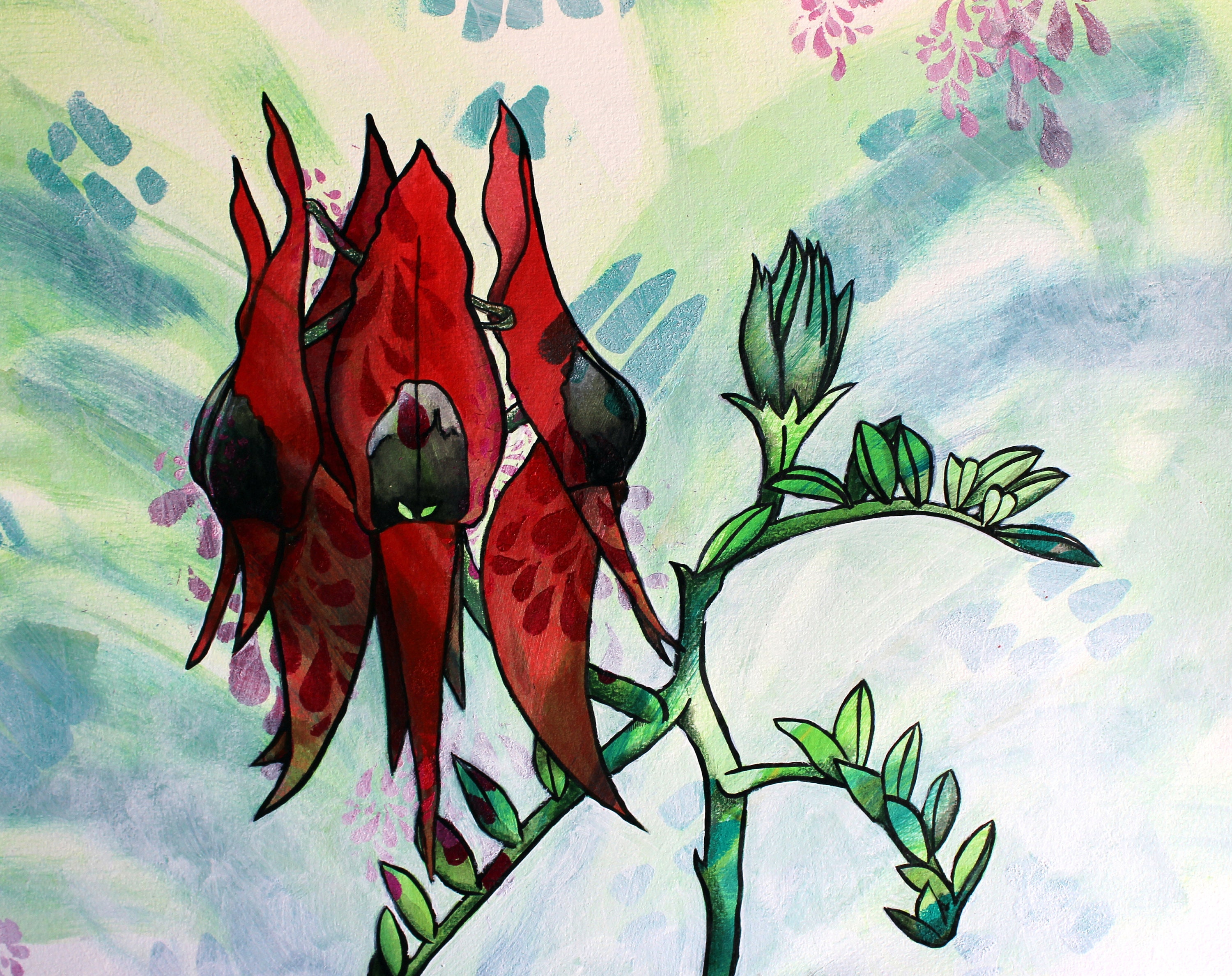 Sturt Desert Peas impresión de bellas artes guisantes nativos ...