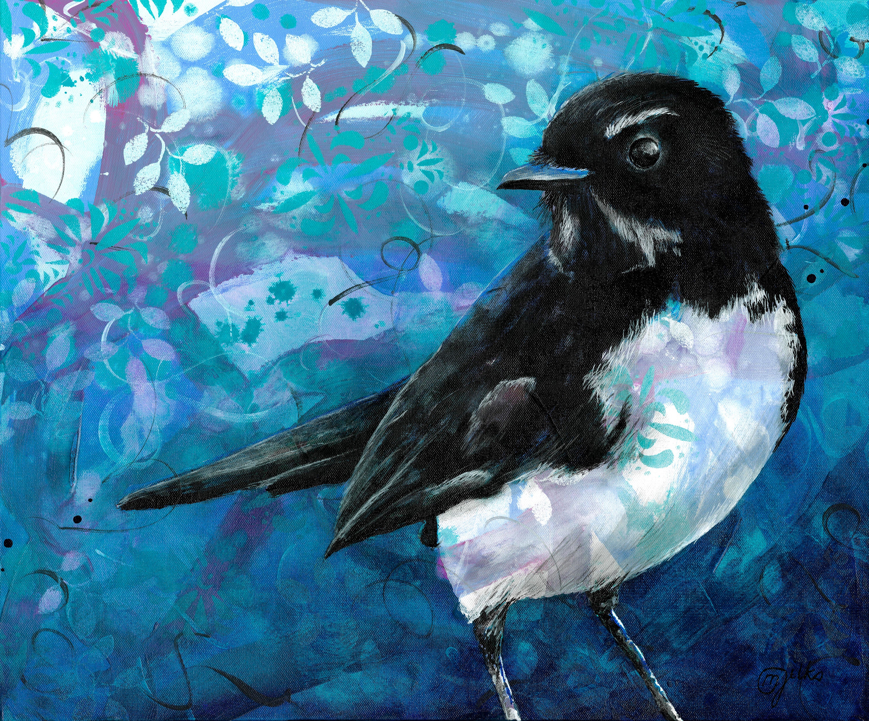 Willie Wagtail Print Australian Bird Fine Art Gift for Overseas Visitor ...