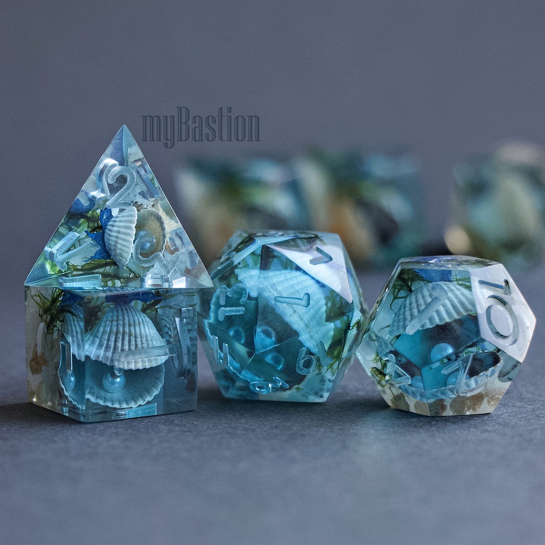 Aquarium Polyhedral Dice Set Rpg Dice Dnd Dice With Real Sea Shell D&D ...
