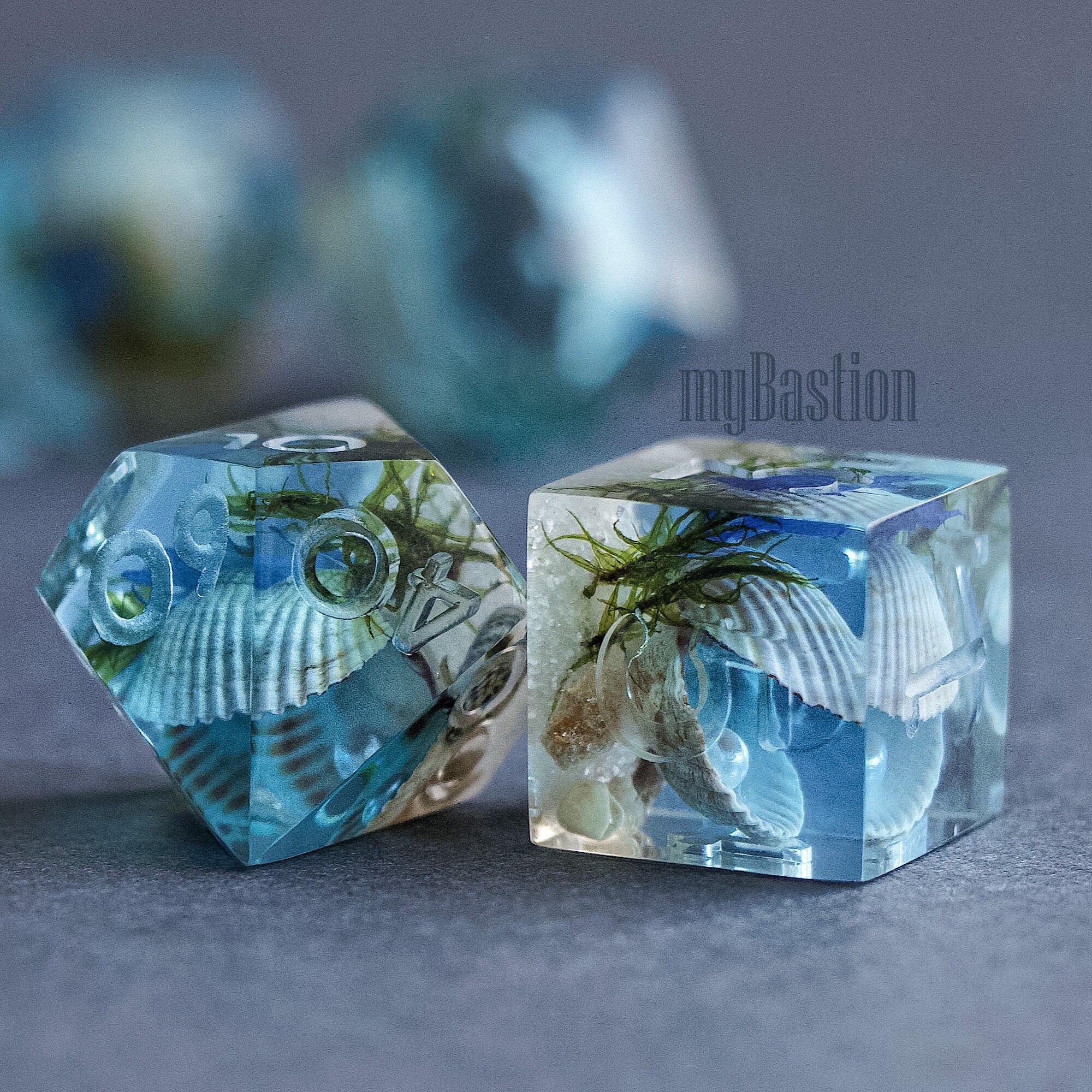 Aquarium Polyhedral Dice Set Rpg Dice Dnd Dice With Real Sea | Etsy