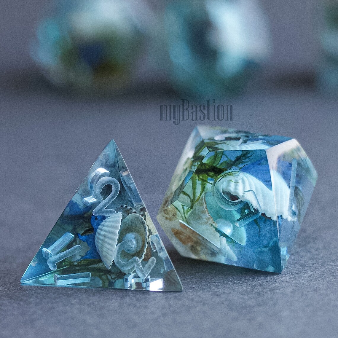 Aquarium Polyhedral Dice Set Rpg Dice Dnd Dice With Real Sea | Etsy