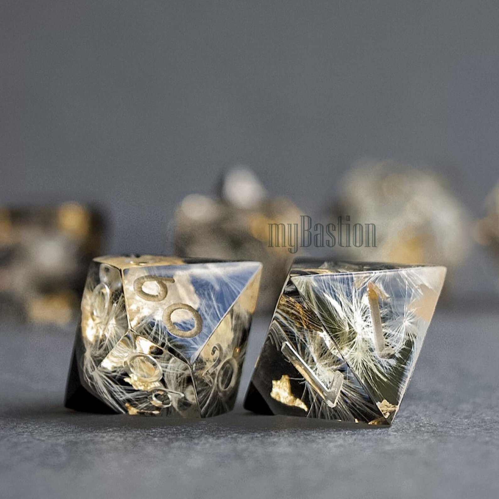 Dandelion Seed & Gold Leaf Dice Set: Handmade Polyhedral RPG Dnd Dice ...