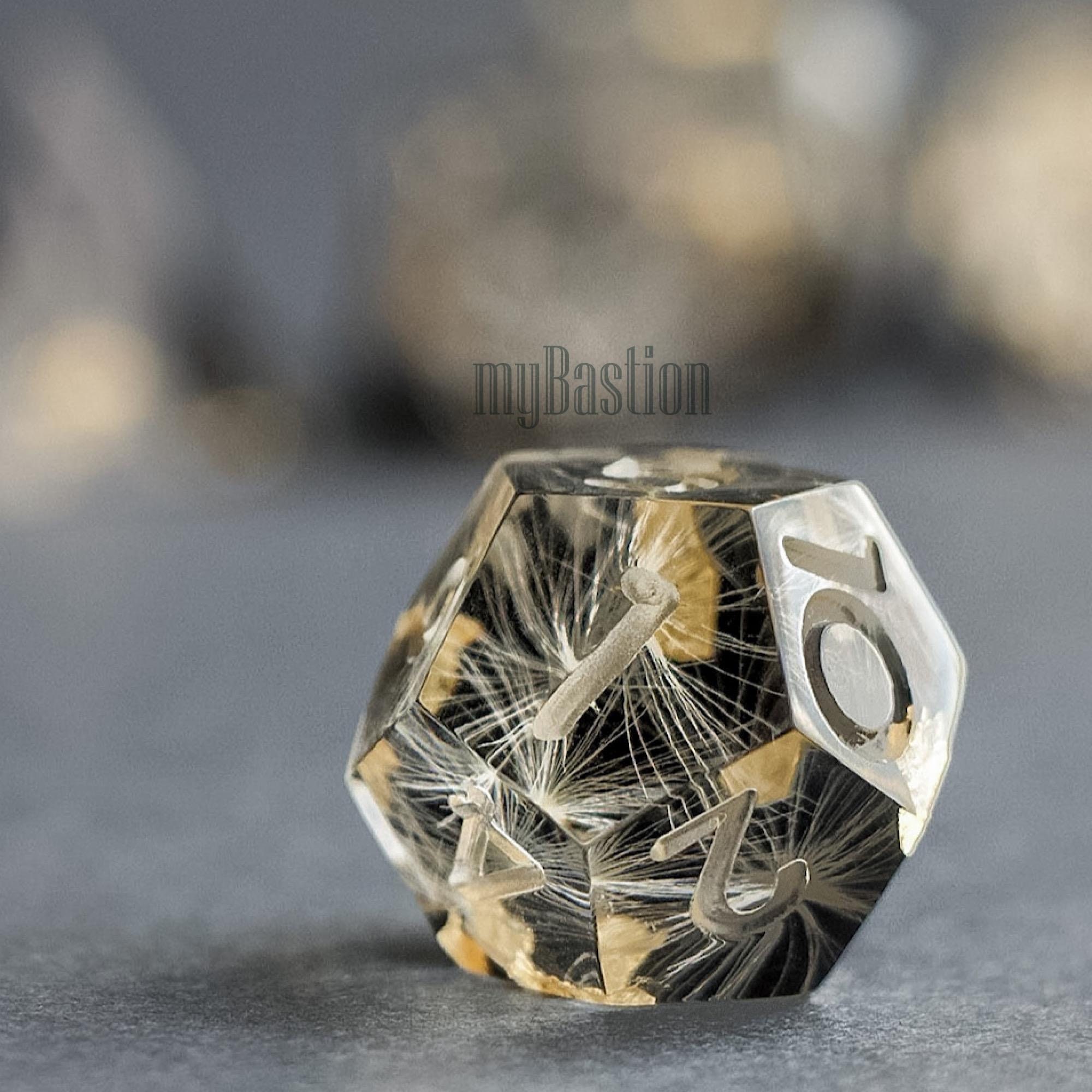 Dandelion Seed & Gold Leaf Dice Set: Handmade Polyhedral RPG Dnd Dice ...