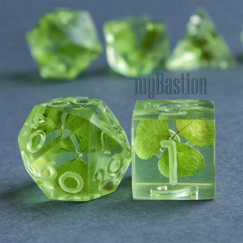 Real Lucky Clover Polyhedral Dice Set Rpg Dnd Dice With - Etsy