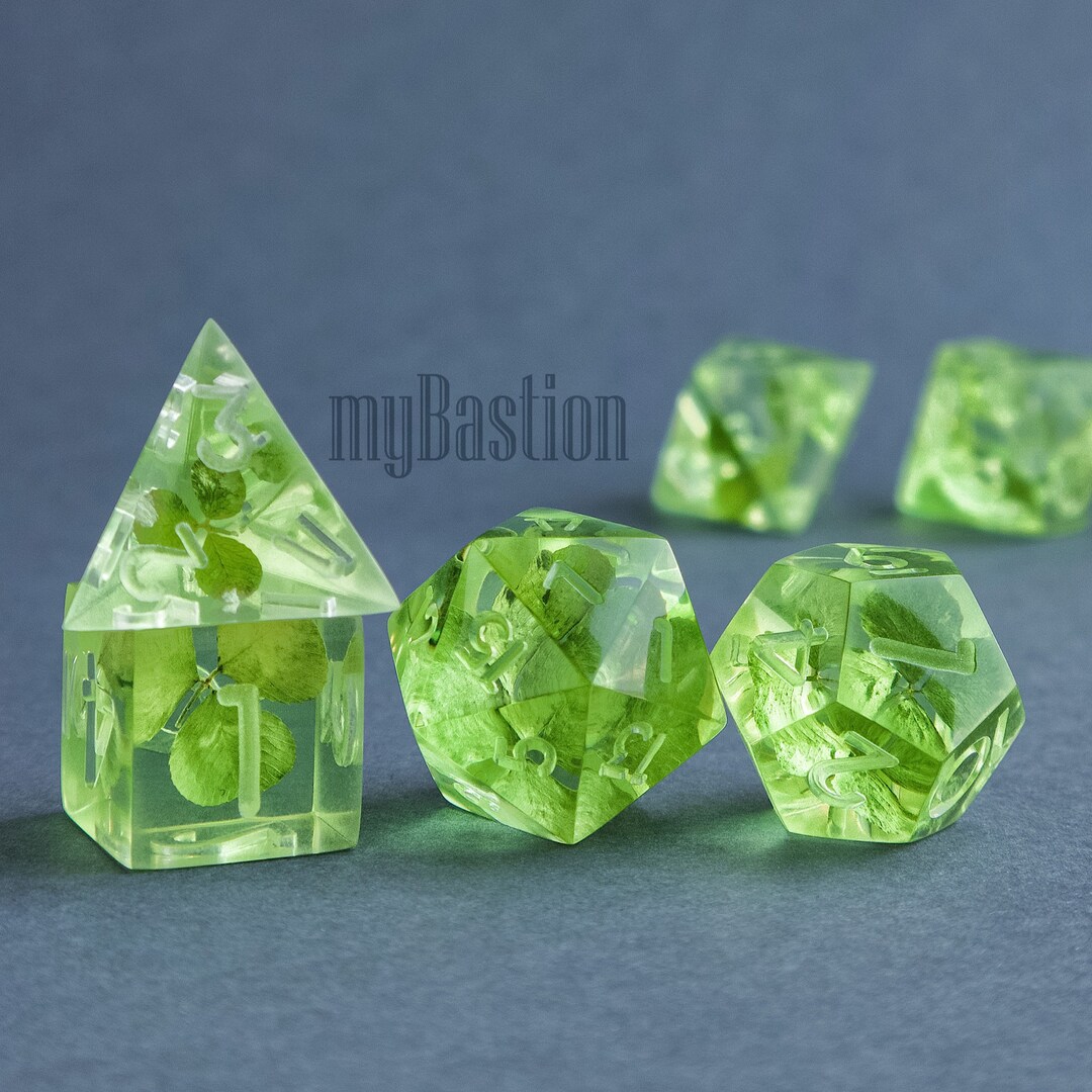 Real Lucky Clover Polyhedral Dice Set Rpg Dnd Dice With Blowball D&D ...