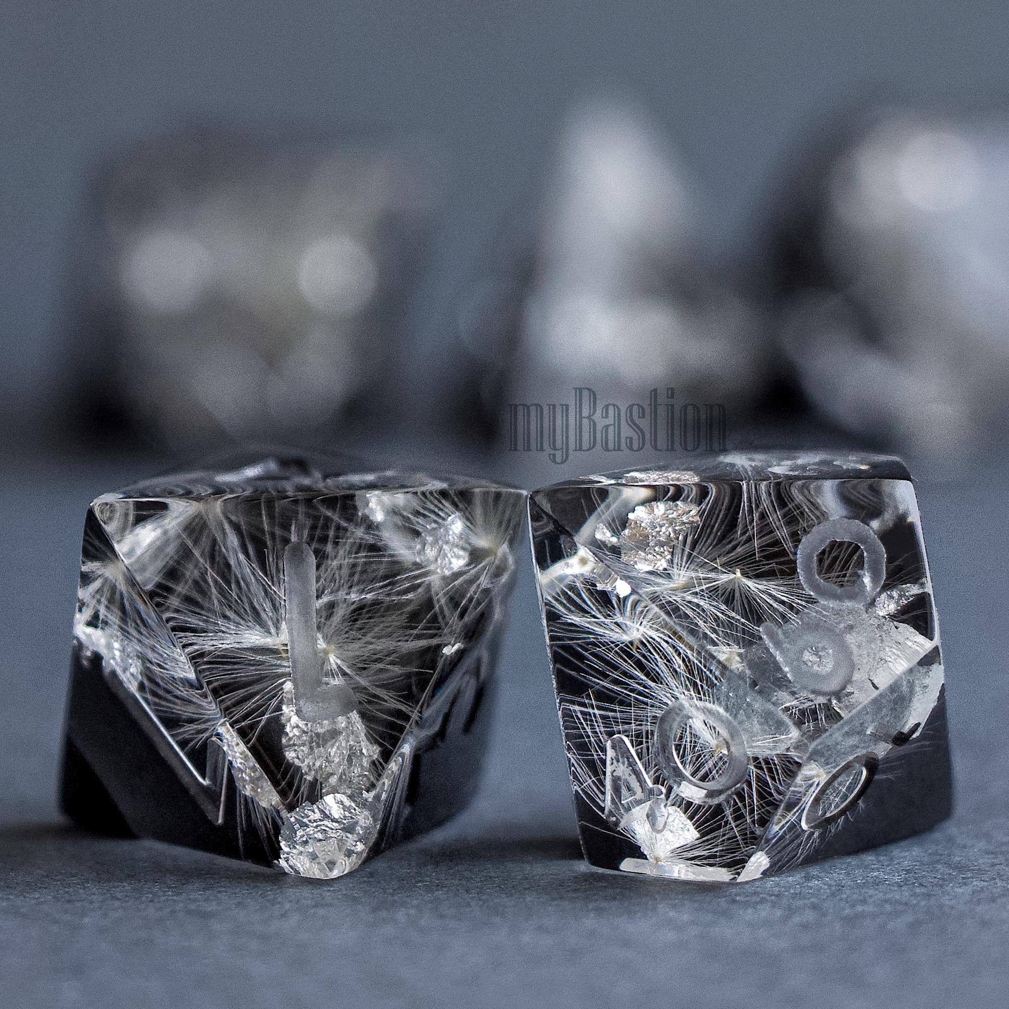 Dandelion Seed Polyhedral Dice Set With Silver Leaf - Handmade RPG Dnd ...