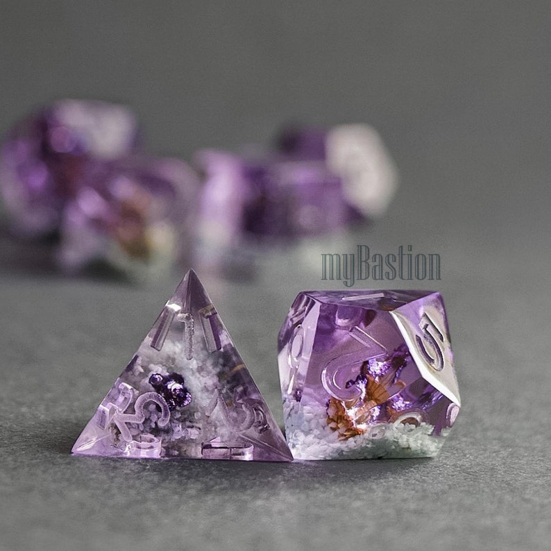 Lavender Dance sharp Dnd Dice Polyhedral Dice Set With Real - Etsy