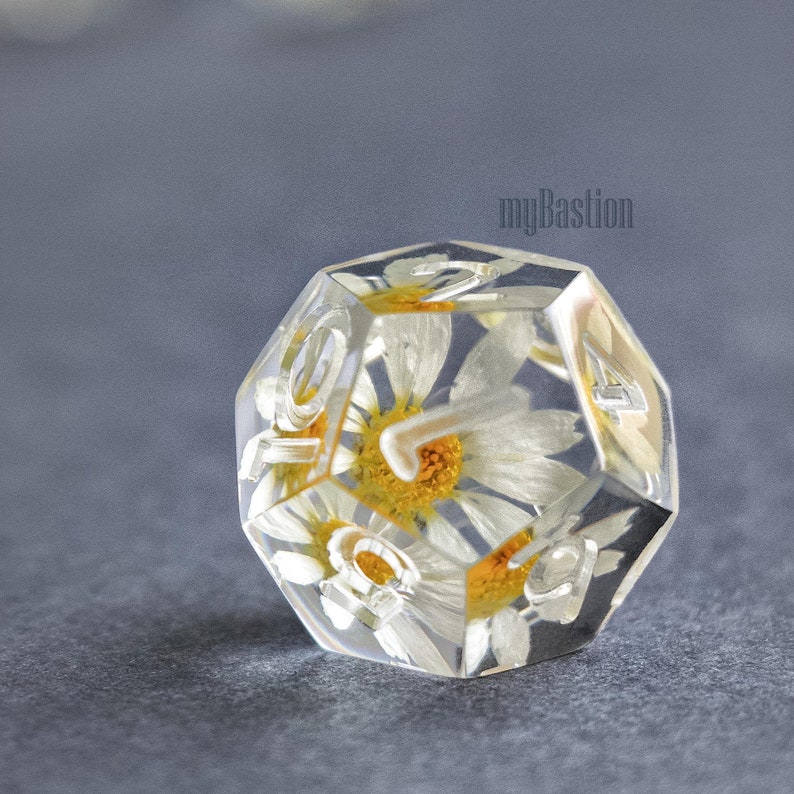 Real Daisy Polyhedral Dice Set Rpg Dnd Dice With Blowball D&D - Etsy