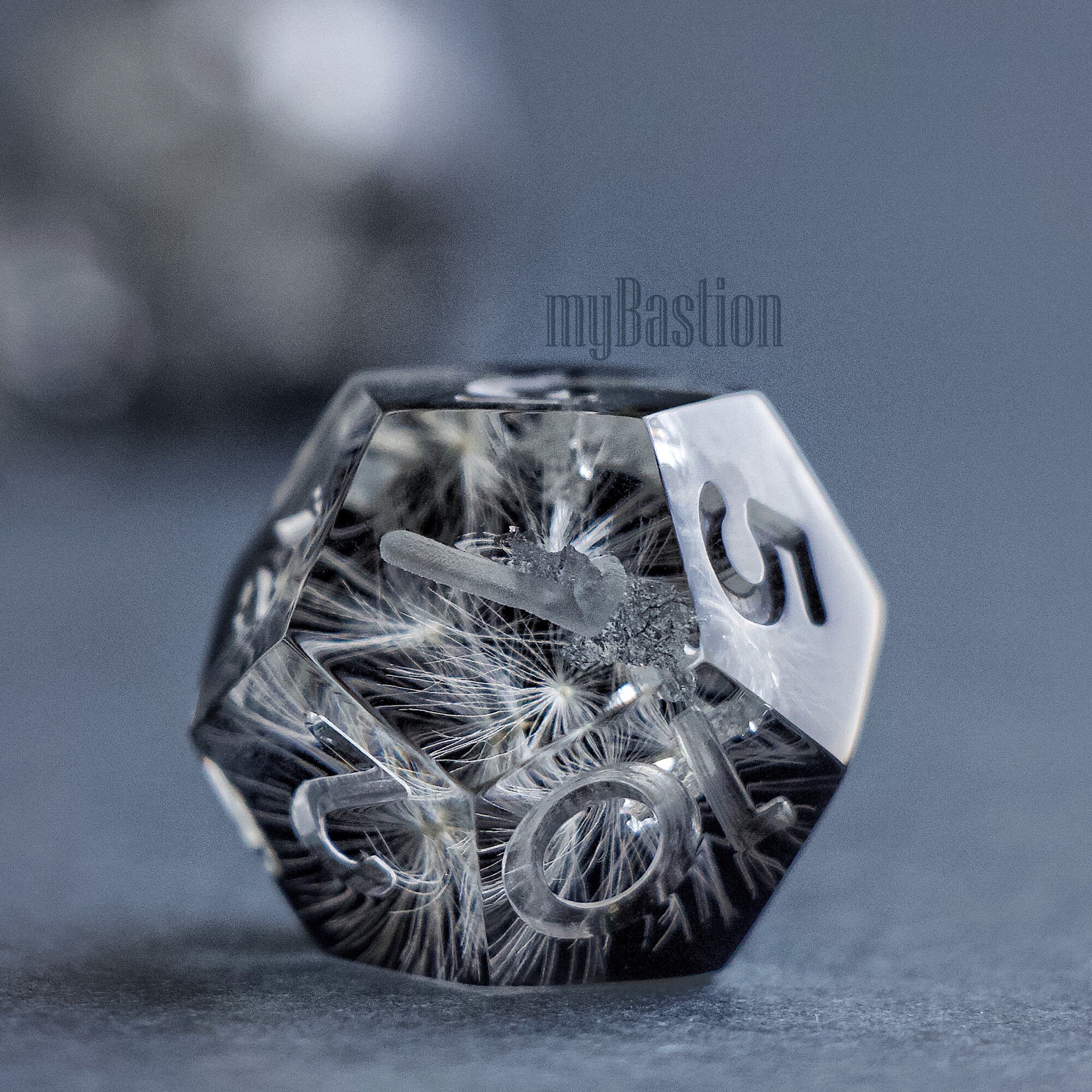 Dandelion Seed Polyhedral Dice Set With Silver Leaf - Handmade RPG Dnd ...