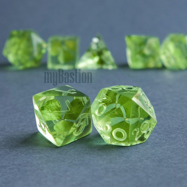 Real Lucky Clover Polyhedral Dice Set Rpg Dnd Dice With - Etsy