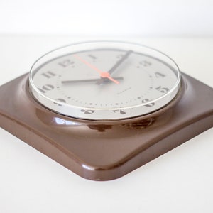 Vintage Brown Plastic Quartz Wall Clock Space Age Design 1970s Hema ...