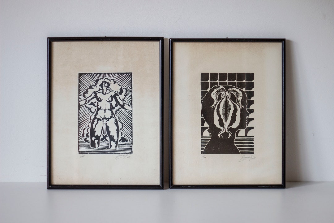 Original Vintage Woodblock Art Prints by Georges De Grande 1975 Set of ...