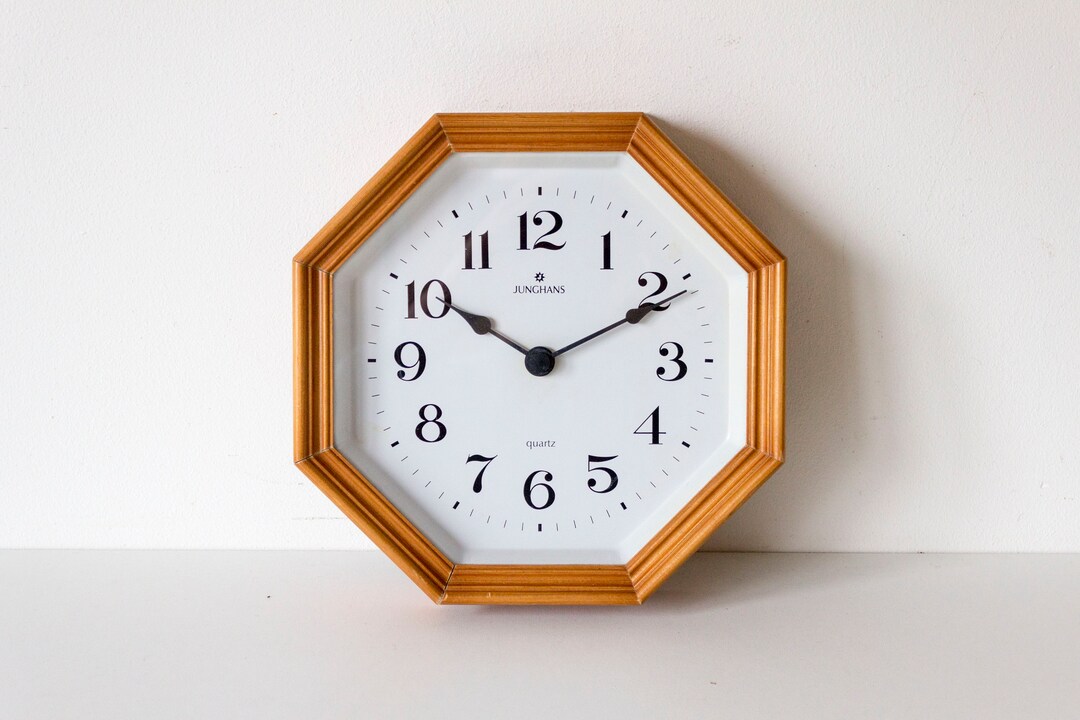 Vintage Junghans Octagonal Quartz Wall Clock Mid Century Modern German ...