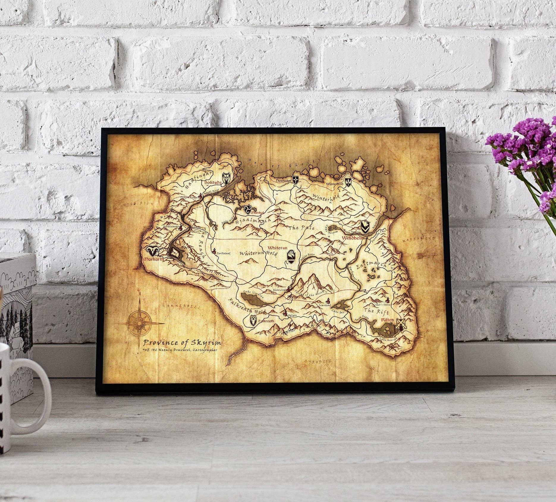 Skyrim Skyrim Map Skyrim Map print Skyrim art Skyrim | Etsy