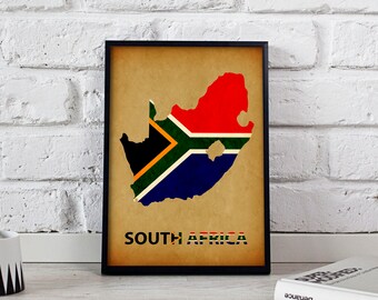 South Africa Map Print Poster - Etsy