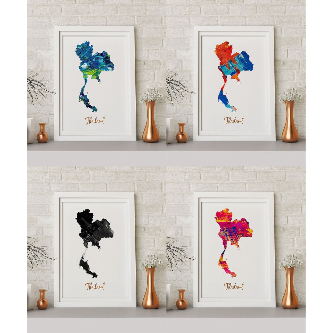 Thailand Poster Print Map Wall Art Travel Gift for Him Her Travel Map ...