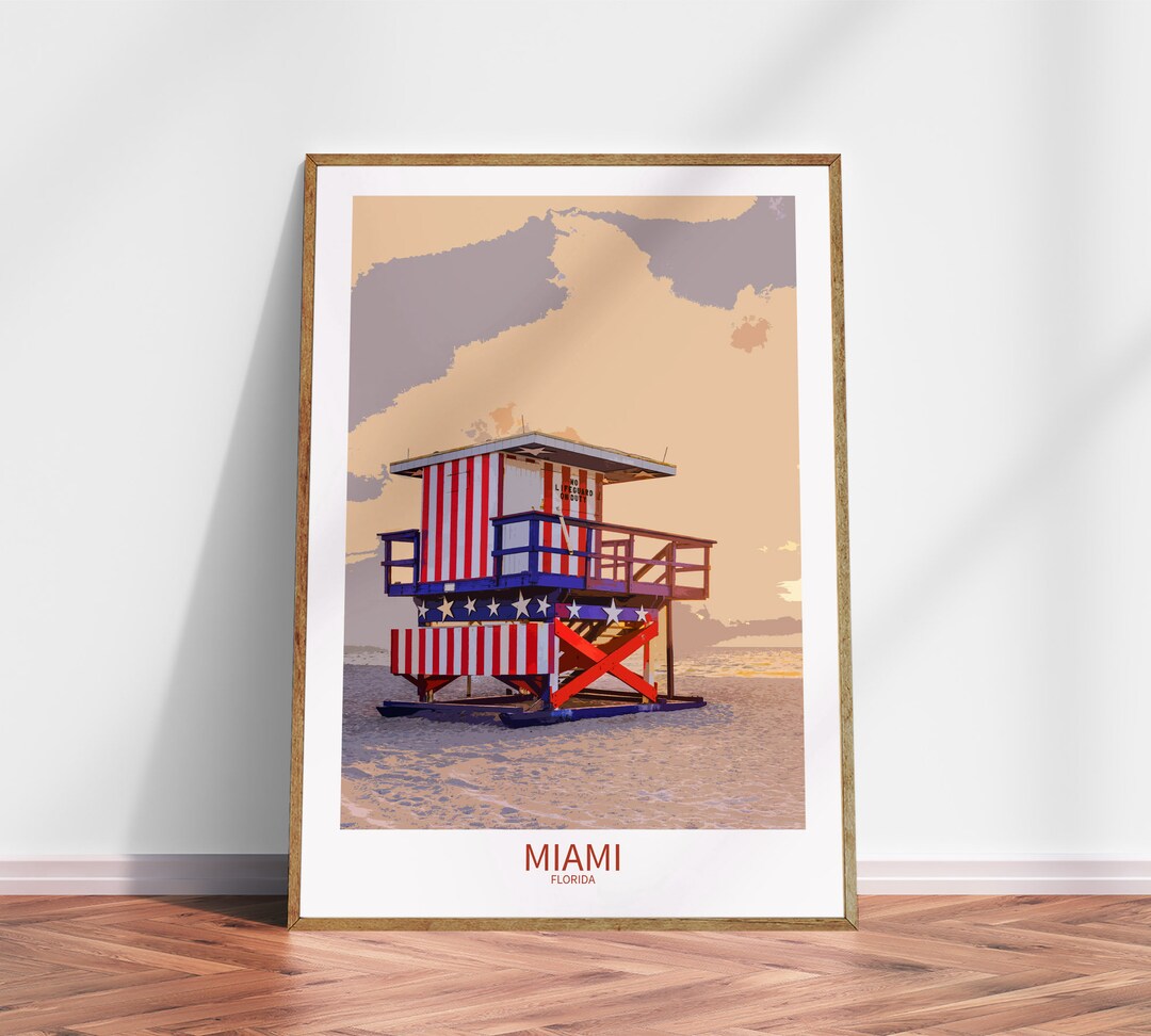 Lifeguard Towers Miami Poster Print Florida Wall Art Miami Poster Miami ...