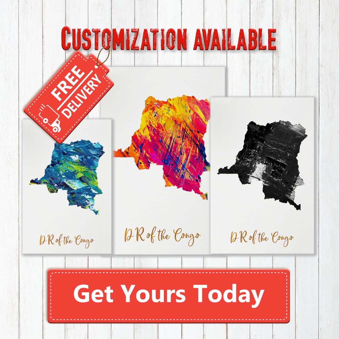 Democratic Republic Congo Poster Print, Congo Map Wall Art Congo ...