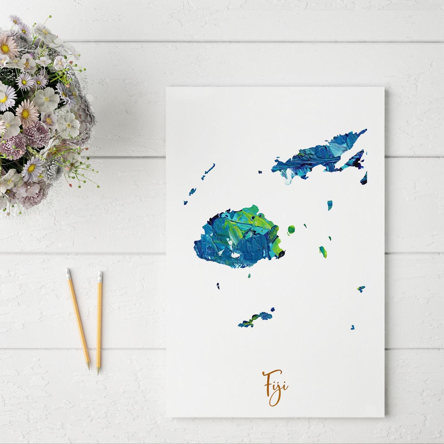 Fiji Map Print | Unique and Colorful Wall Art - Etsy