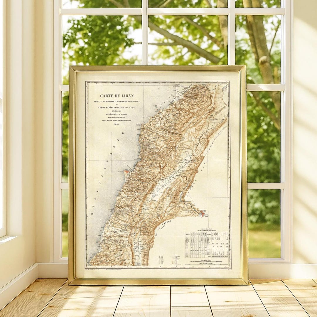 Vintage Map of Lebanon 1862 | Carte Du Liban Antique Map | Historic ...
