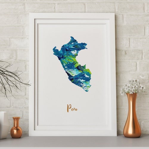 Peru Watercolor Map Art Print 1023 | Etsy