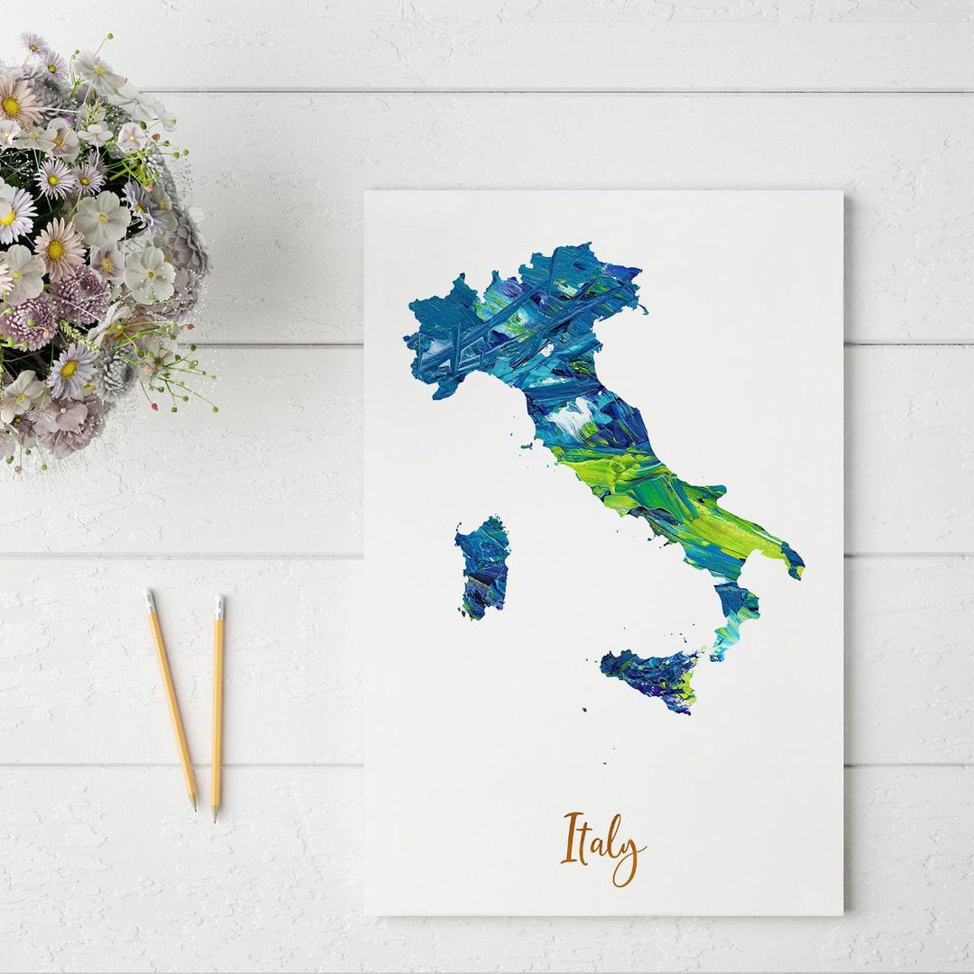 Italy Map Art Print: Travel Poster - Etsy
