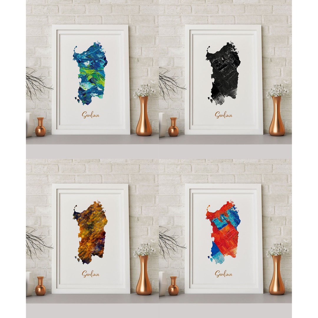 Sardinia Poster Print Map Wall Art Travel Gift for Him Her Travel Map ...