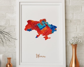 Ukraine Map Print Poster - Etsy