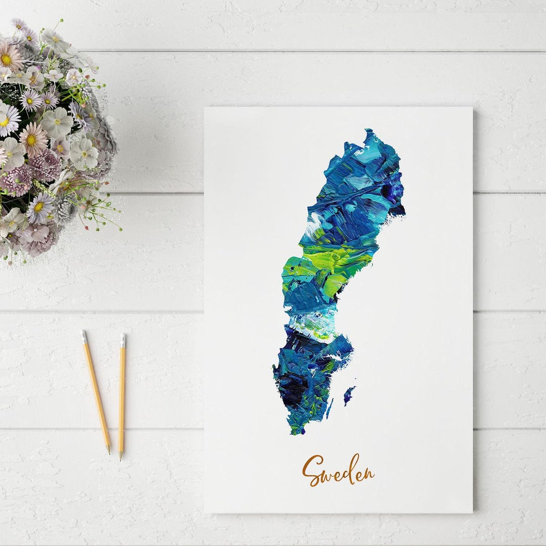 Abstract Sweden Map Print | Unique and Colorful Wall Art - Etsy
