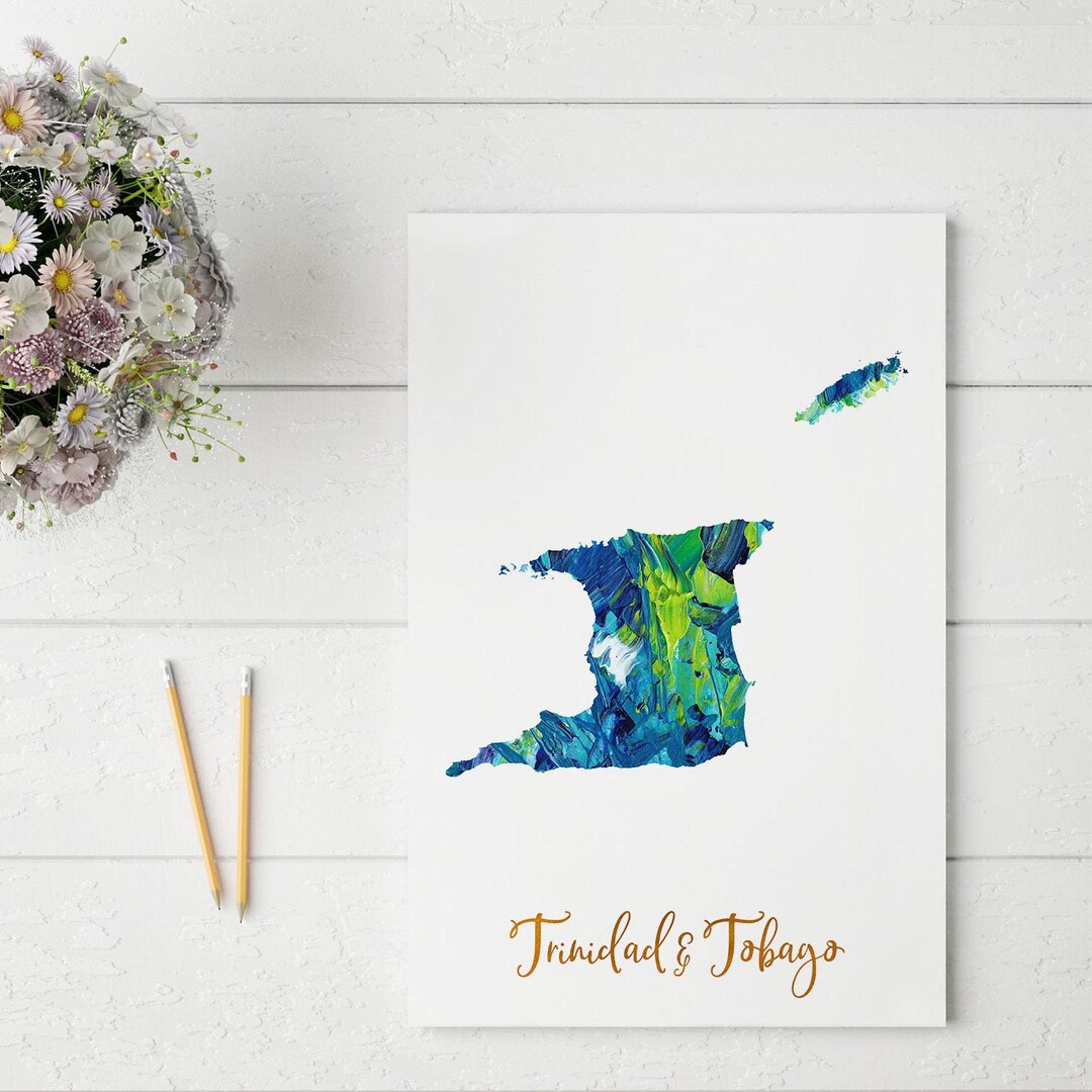 Abstract Trinidad and Tobago Map Print | Unique and Colorful Wall Art ...
