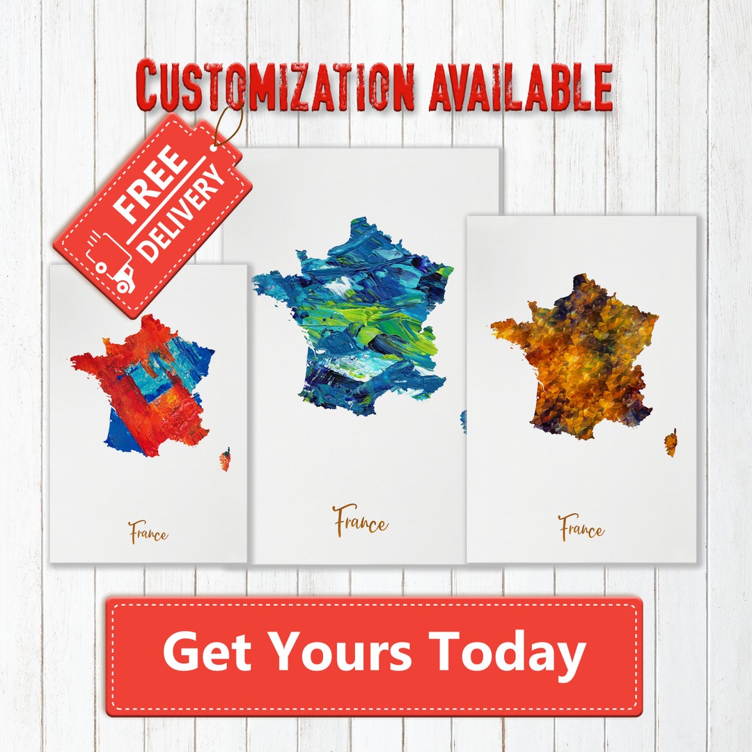 France Poster Print, France Map Wall Art, Travel Gift for Him Her ...