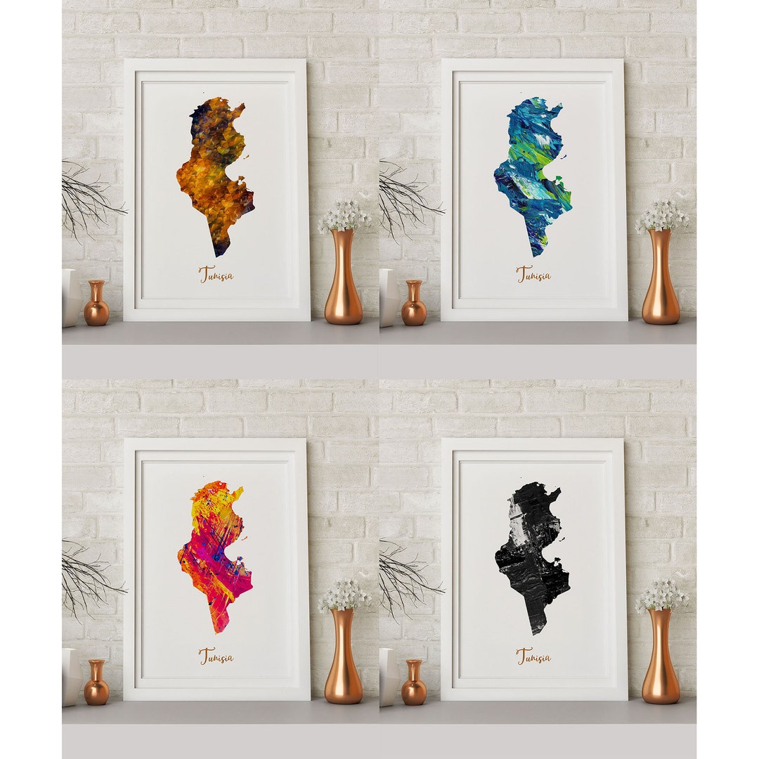 Tunisia Poster Print Map Wall Art Travel Gift for Him Her Travel Map ...