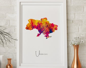 Ukraine Map Print Poster - Etsy