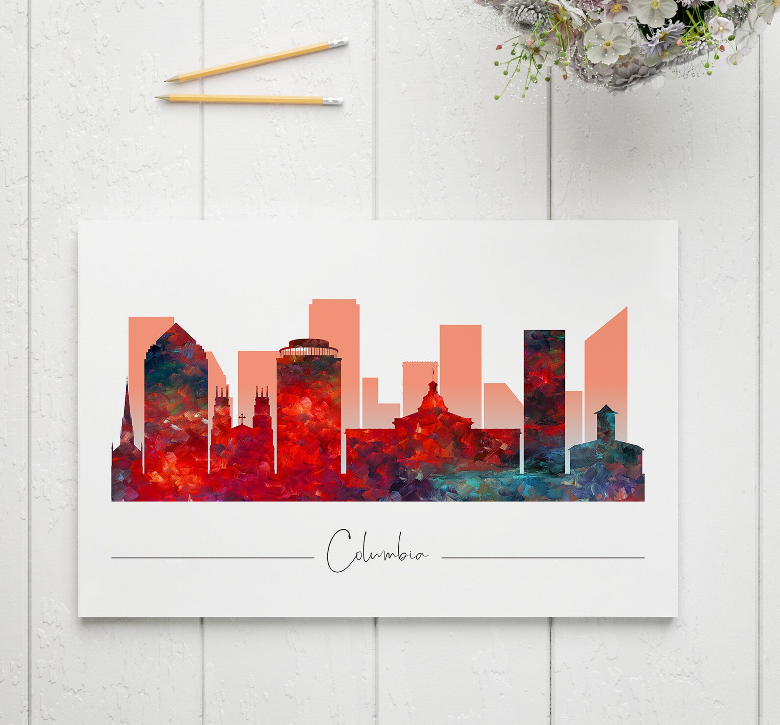 Columbia Art Poster Print Skyline Cityscape Carolina Wall - Etsy