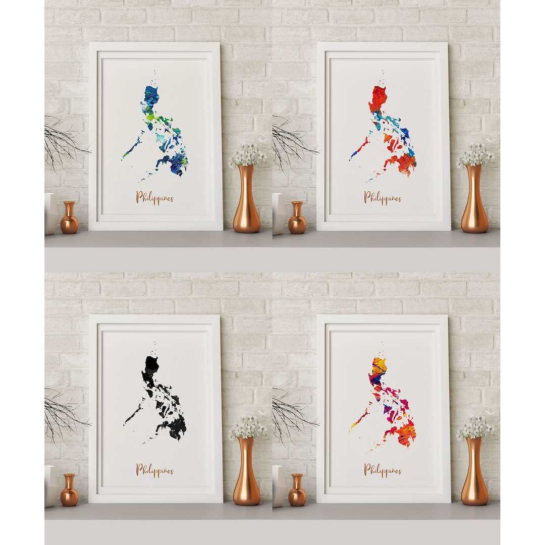 Philippines Poster Print Map Wall Art Travel Gift for Him Her Travel ...