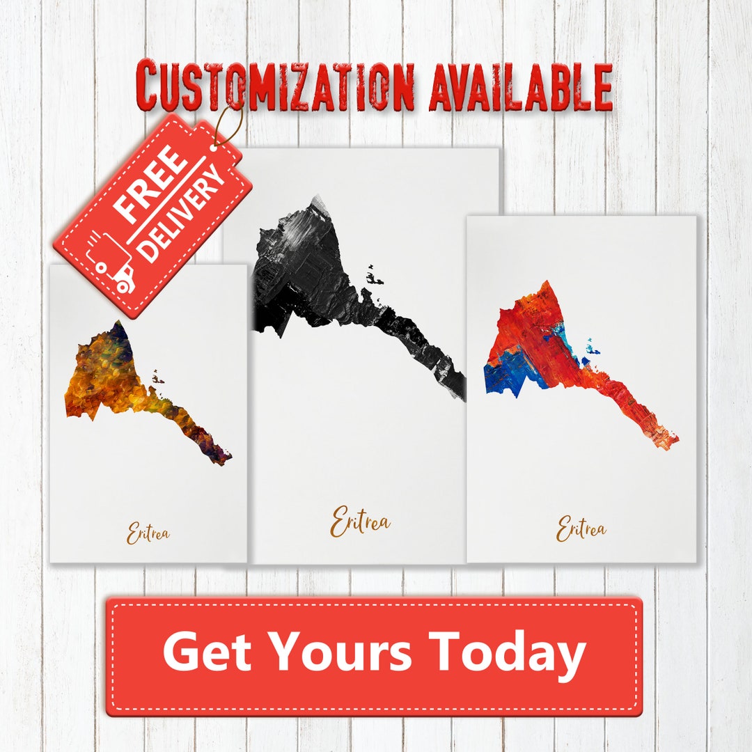 Eritrea Poster Print Map Wall Art Travel Gift for Him Her Travel Map ...