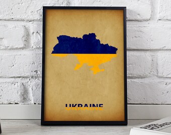 Ukraine Map Print Poster - Etsy