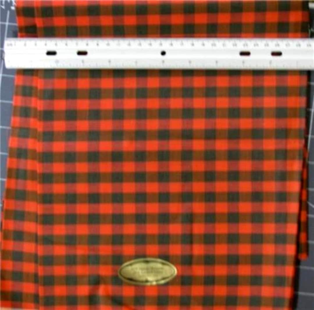 Orange & Dark OLVE GREEN PLAID Dacron Poly Cotton Fabric 46" Wide X 1 ...