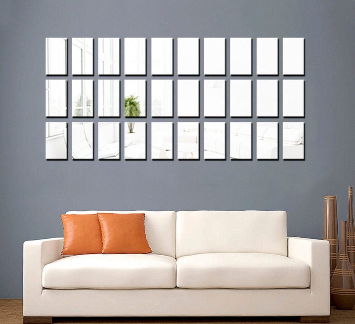 Large Rectangle Shape Mirror Set Large Silver Mirror Wall - Etsy