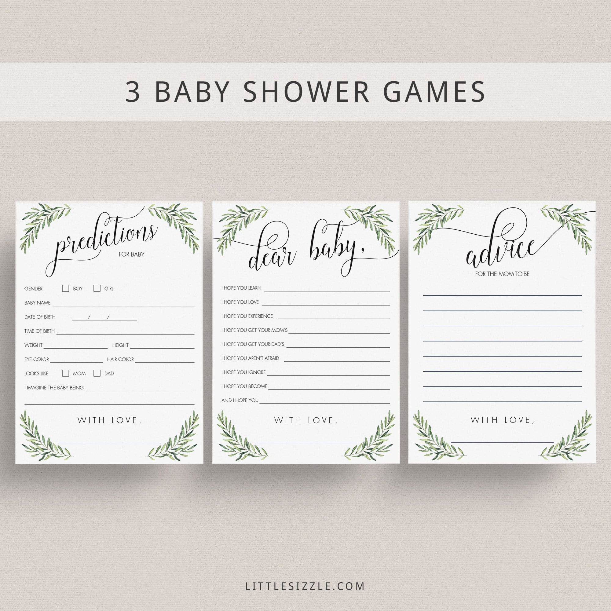 Gender Neutral Shower Mint Green Baby Shower Bundle Advice Card Instant ...